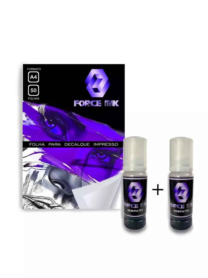 Kit 2 Tintas Force Ink Stencils + 1 Bloco de folhas - Force Ink Stencils